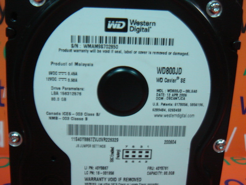 Western Digital WD800JD-08LSA0 80GB SATA Hard Drive - PLC DCS SERVO ...