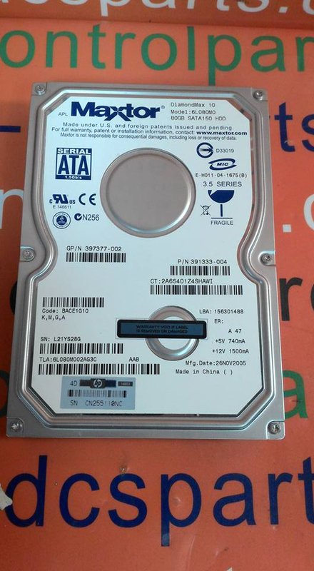 MAXTOR 6L080M0 80GB Hard Drive SATA - 裕益科技自動化設備可程式編碼器PLC分散式控制系統DCS