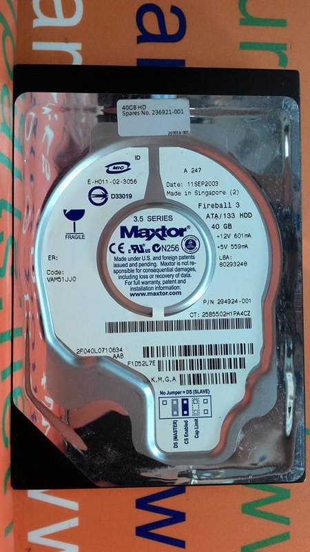 MAXTOR 294924-001 VAM51JJ0 40GB HDD - PLC DCS SERVO Control MOTOR POWER ...