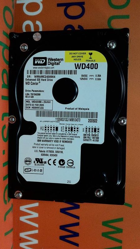Western Digital WD400BB-23JHA1 IDE 3.5 40GB HDD - 裕益科技自動化設備可程式編碼器PLC分散式 ...
