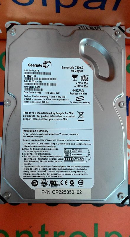 SEAGATE ST3402111A IDE 3.5 40GB HDD WD - 裕益科技自動化設備可程式編碼器PLC分散式控制系統DCS