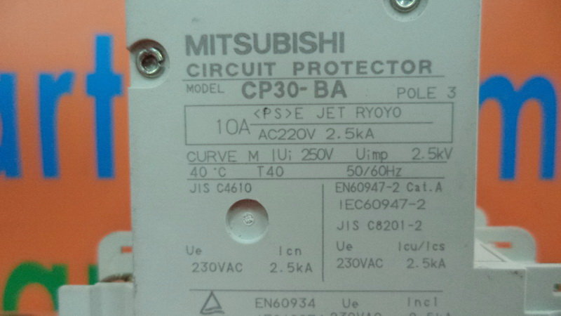 MITSUBISHI CIRCUIT PROTECTOR CP30-BA POLE 3 10A - PLC DCS SERVO Control ...