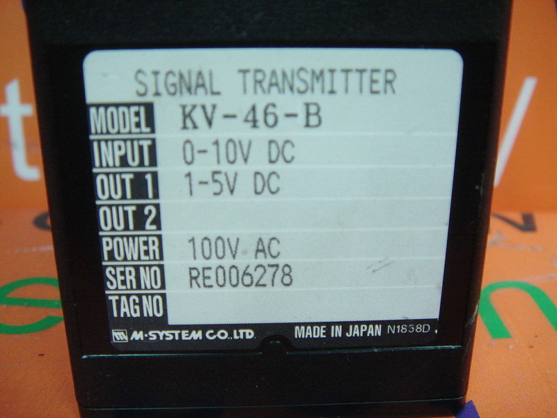 M-SYSTEM SIGNAL TRANSMITTER KV-46-B - 裕益科技自動化設備可程式編碼器PLC分散式控制系統DCS