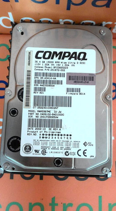 COMPAQ BF03665223 36.4GB 15000 RPM SCSI Hard Drive - PLC DCS SERVO ...