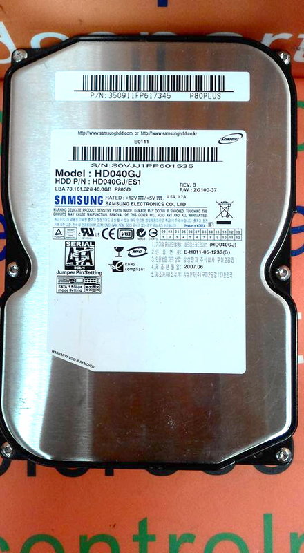 SAMSUNG HD040GJ SATA 40GB Hard Drive - 裕益科技自動化設備可程式編碼器PLC分散式控制系統DCS