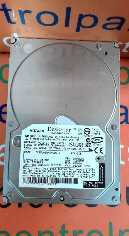 HITACHI IC35L090AVV207-0 80GB IDE Hard Drive - 裕益科技自動化設備可程式編碼器PLC分散式控制系統DCS