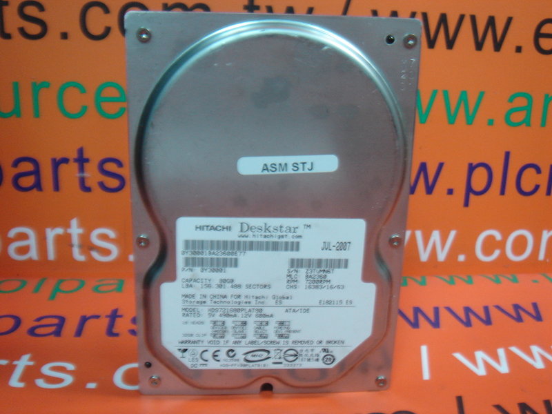 HITACHI HDS721680PLAT80 IDE 80GB Hard Disk Drive - 裕益科技自動化設備可程式編碼器PLC分散 ...