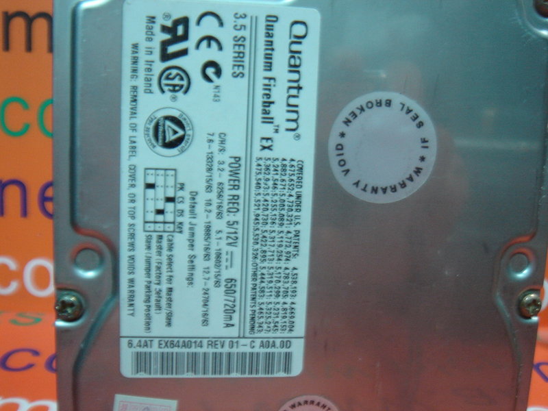 QUANTUM 6.4AT EX64A014 IDE Hard Disk Drive - 裕益科技自動化設備可程式編碼器PLC分散式控制系統DCS