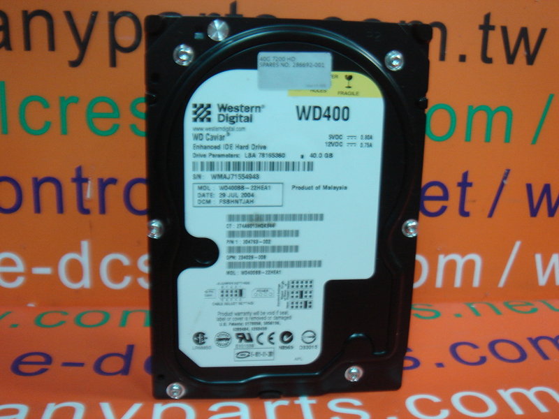 Western Digital WD400BB-22HEA1 40GB Hard Disk Drive - 裕益科技自動化設備可程式編碼器 ...