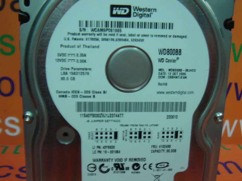 Western Digital WD800BB-08JHC0 80GB Hard Disk Drive - PLC DCS SERVO ...