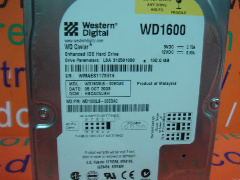 Western Digital WD1600LB-00EDA0 160GB Hard Disk Drive - PLC DCS SERVO ...