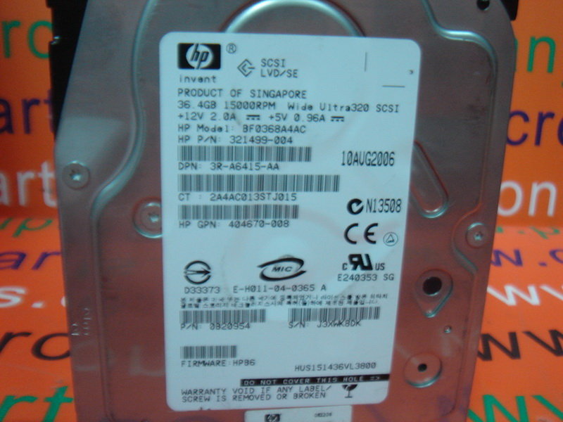 HP BF0368A4AC 36.4GB SCSI Hard Disk - 裕益科技自動化設備可程式編碼器PLC分散式控制系統DCS