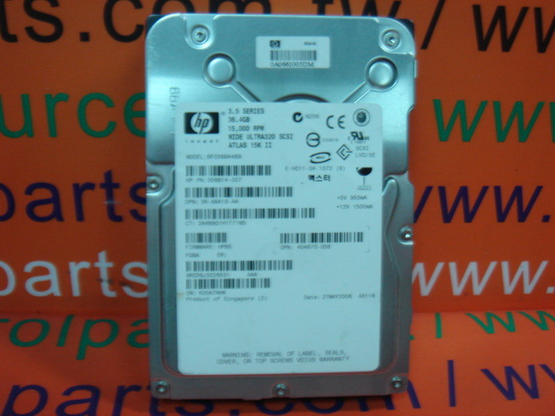 HP BF0368A4B9 36.4GB SCSI Hard Disk - 裕益科技自動化設備可程式編碼器PLC分散式控制系統DCS