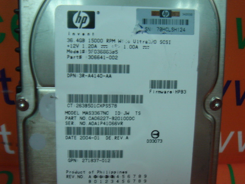 HP BF036863B5 36.4GB SCSI Hard Disk - 裕益科技自動化設備可程式編碼器PLC分散式控制系統DCS