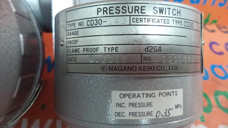 NAGANO KEIKI PRESSURE SWITCH CD30-143 - PLC DCS SERVO Control MOTOR ...
