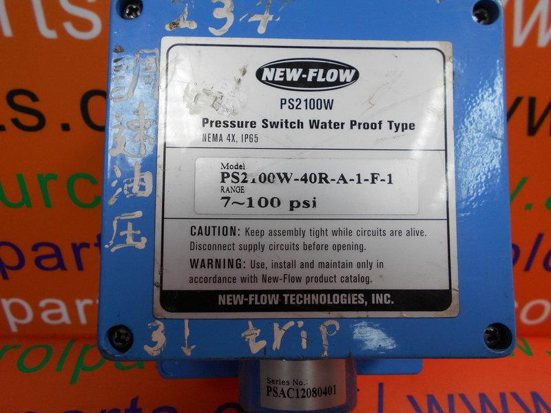 NEW-FLOW PS2100W / PS2100W-40R-A-1-F-1 PRESSURE SWITCH WATER - 裕益科技自動化 ...