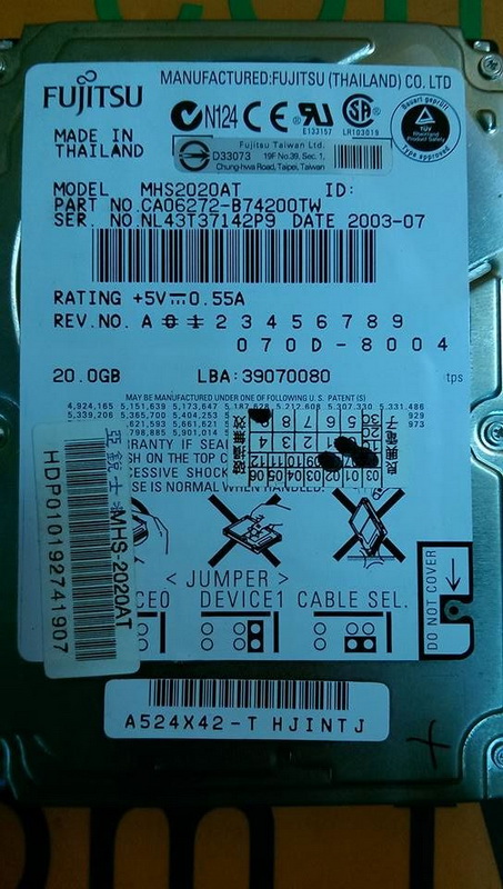 FUJITSU HARD DISK DRIVE 20GB 2.5" MHS2020AT - PLC DCS SERVO Control ...