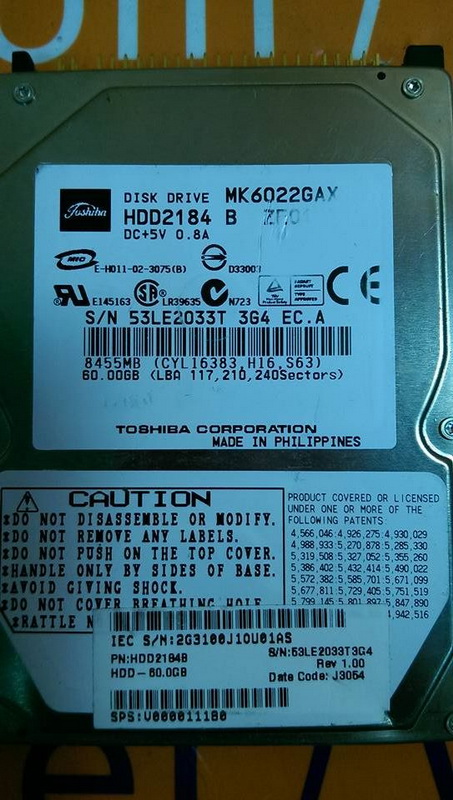 TOSHIBA HARD DISK DRIVE HDD2184 60GB 2.5" MK6022GAX - 裕益科技自動化設備可程式編碼器 ...