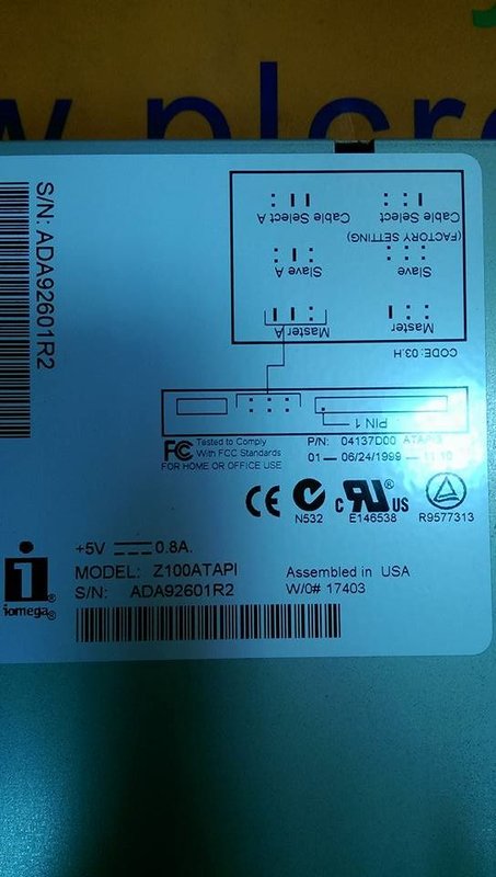 IOMEGA ZIP DRIVE 100MB INTERNAL IDE Z100ATAPI - 裕益科技自動化設備可程式編碼器PLC分散式控制 ...