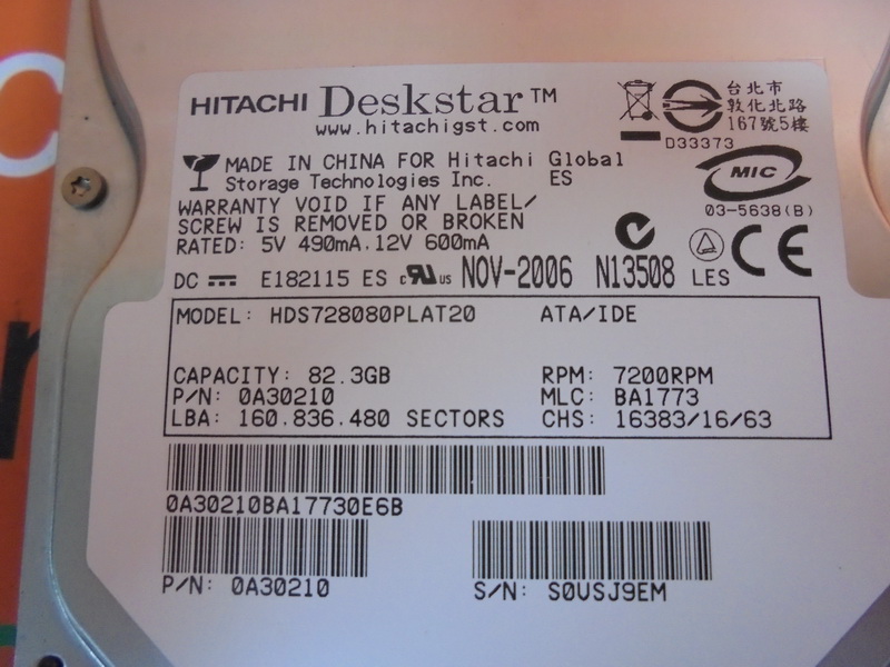 HITACHI HARD DISK DRIVE HDS728080PLAT20 - 裕益科技自動化設備可程式編碼器PLC分散式控制系統DCS