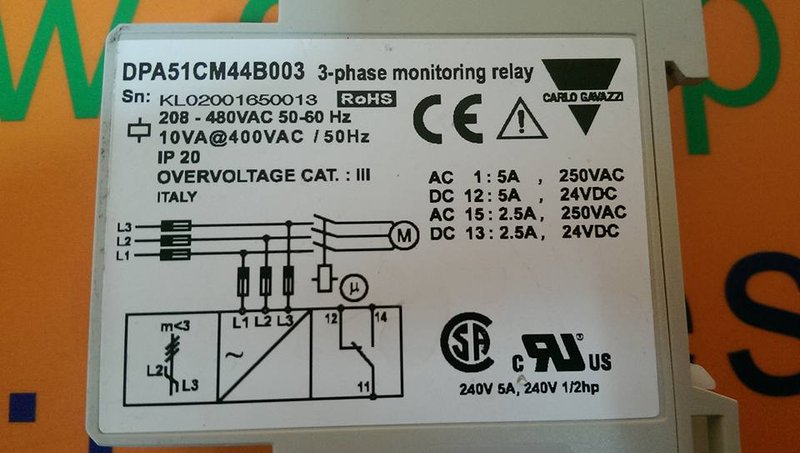 CARLO GAVAZZI 3-PHASE MONITORING RELAY DPA51CM44B003 - 裕益科技自動化設備可程式編碼器 ...