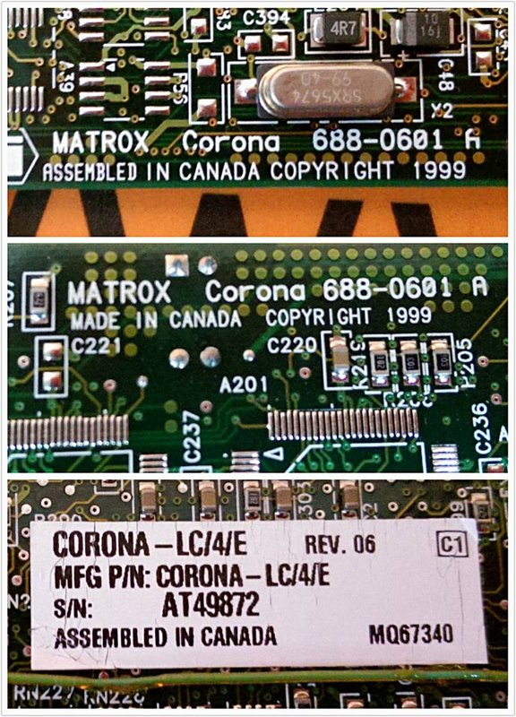 MATROX CONTROLLER CARD CORONA-LC/4/E REV:06 688-0601A - 裕益科技自動化設備可程式編碼器 ...