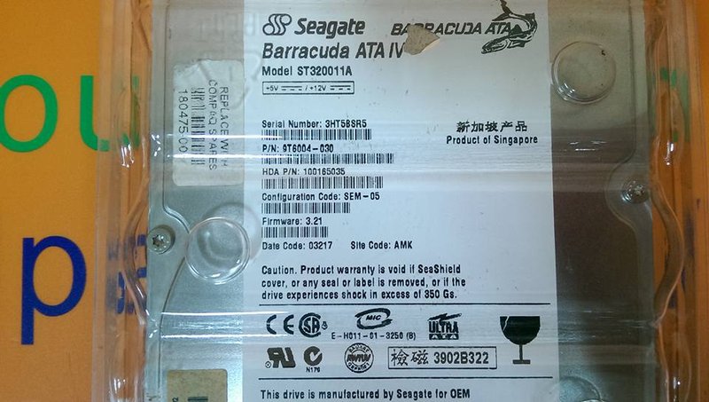 SEAGATE IDE HARD DISK DRIVE 3.5IN 20GB ST320011A - 裕益科技自動化設備可程式編碼器PLC分散 ...