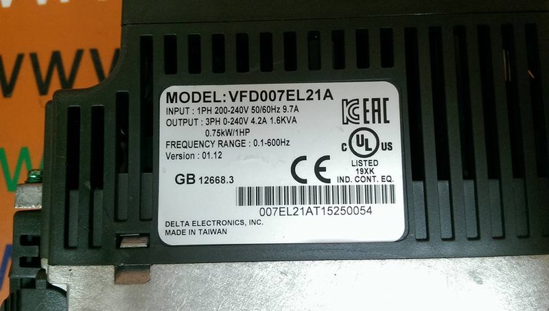 DELTA INVERTER VFD DRIVE VER:01.12 VFD007EL21A - 裕益科技自動化設備可程式編碼器PLC分散式 ...