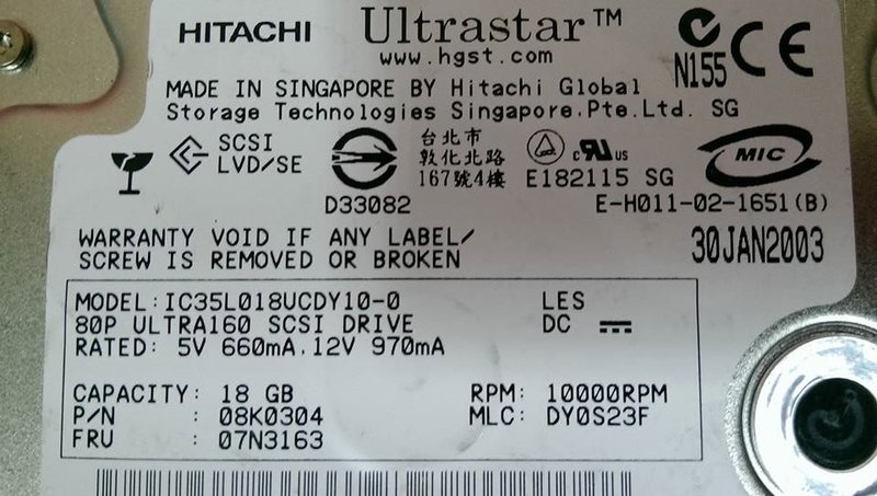 HITACHI HARD DISK DRIVE IC35L018UCDY10-0 - PLC DCS SERVO Control MOTOR ...