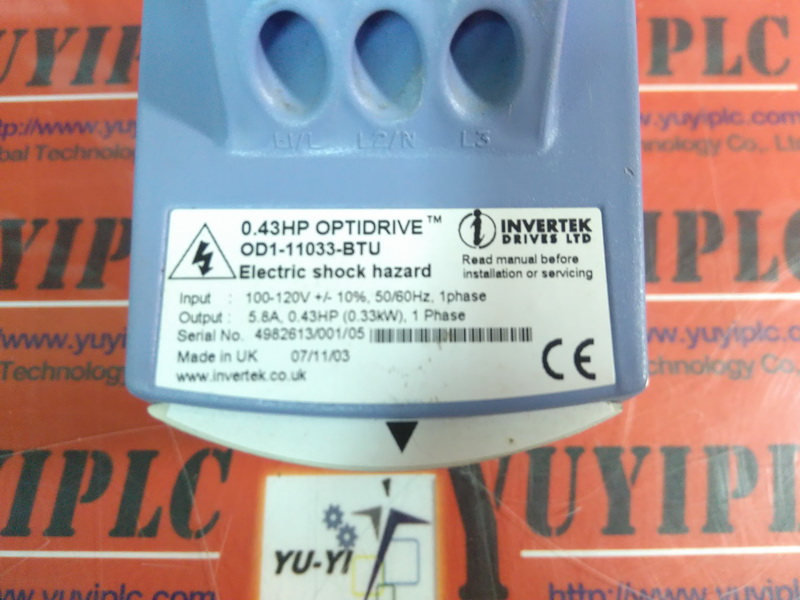 INVERTEK DRIVES OPTIDRIVE OD1-11033-BTU 0.43HP - 裕益科技自動化設備可程式編碼器PLC分散式 ...