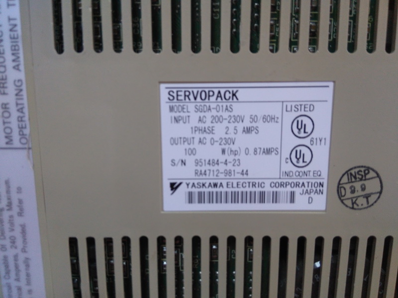 YASKAWA SERVOPACK SGDA-01AS - 裕益科技自動化設備可程式編碼器PLC分散式控制系統DCS