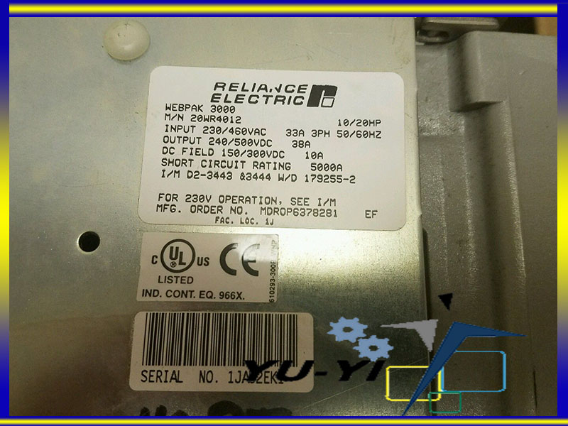 RELIANCE ELECTRIC WEBPAK 3000 DC DRIVE - PLC DCS SERVO Control MOTOR ...