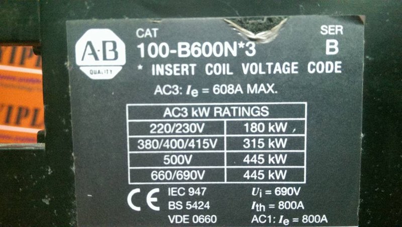A-B/ ALLEN-BRADLEY 100-B600N 3 - 裕益科技自動化設備可程式編碼器PLC分散式控制系統DCS