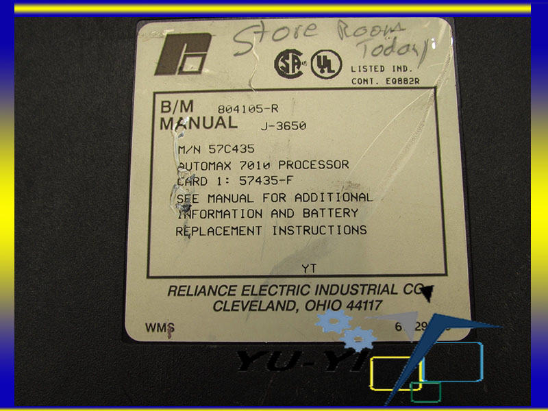 RELIANCE ELECTRIC 57C435 804105-R J-3650 AUTOMAX 7010 PROCESSOR - PLC ...