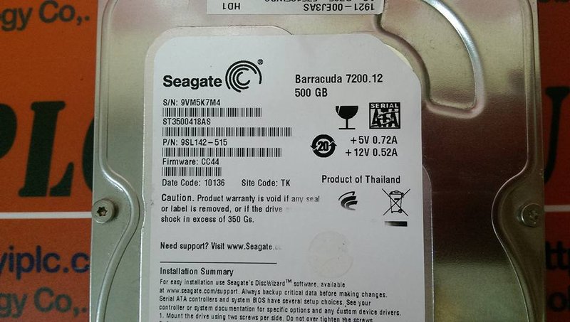SEAGATE ST3500418AS CC44 3.5'' HDD 500GB - 裕益科技自動化設備可程式編碼器PLC分散式控制系統DCS