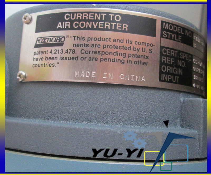 FOXBORO E69F-TI2-S STYLE B CURRENT TO PNEUMATIC AIR CONVERTER 3-15 PSI ...