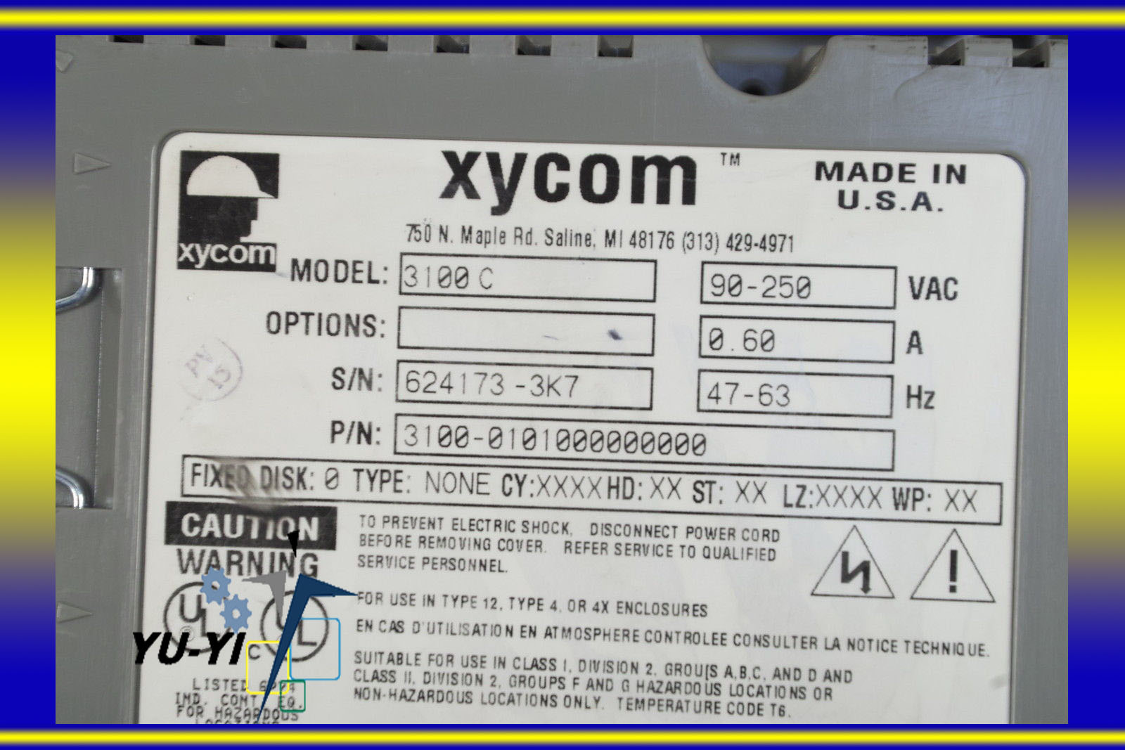 XYCOM 3100C OPERATOR INTERFACE TESTED WORKING.IPC, INDUSTRIAL COMPUTER ...