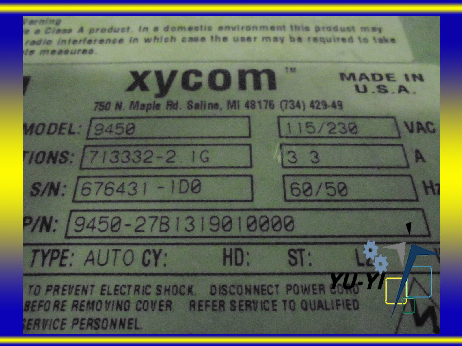 XYCOM 9450 MONITOR - 裕益科技自動化設備可程式編碼器PLC分散式控制系統DCS