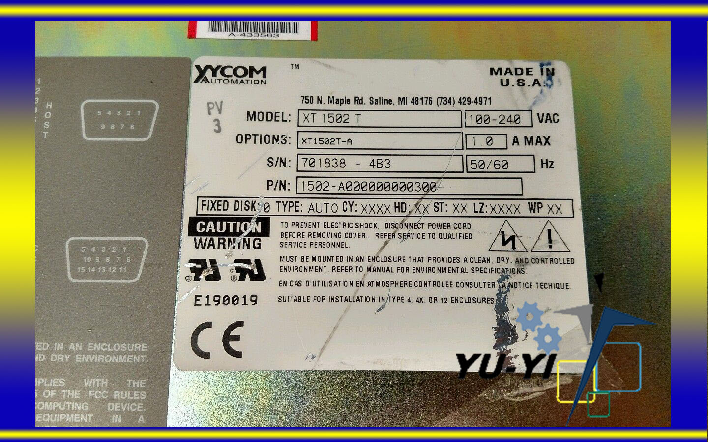 XYCom Automation XT1502T Operator Interface Touchscreen Display - 裕益科技 ...