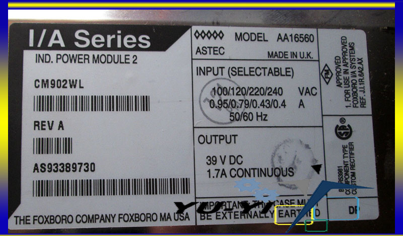 FOXBORO IA SERIES CM902WL IND POWER MODULE 2 REV A - 裕益科技自動化設備可程式編碼器PLC ...