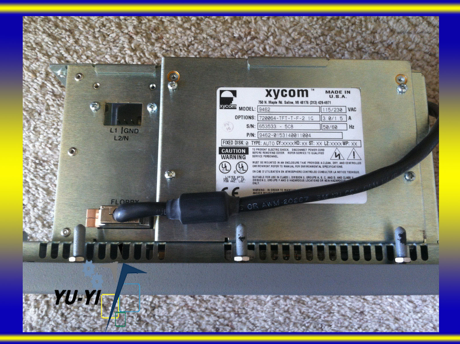 Xycom Model 9462 12.1 Touchscreen Monitor Operation Interface ...