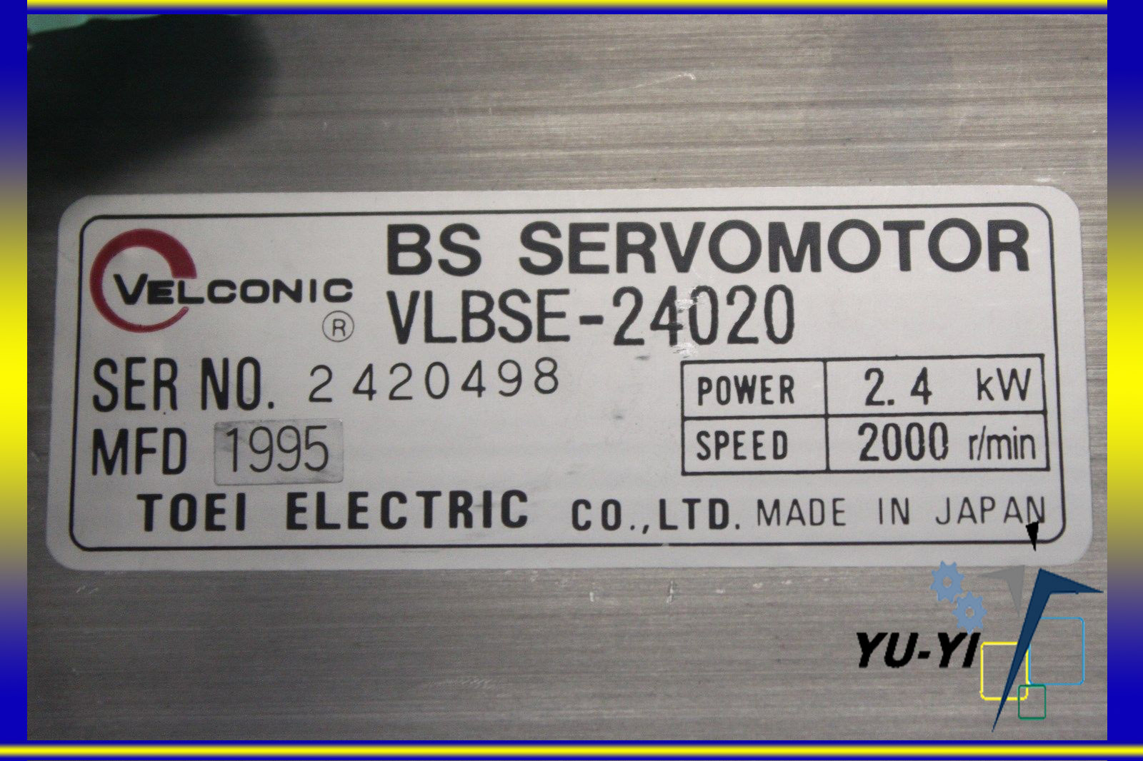Veloconic Toei Servo Motor VLBSE-24020 - PLC DCS SERVO Control MOTOR ...