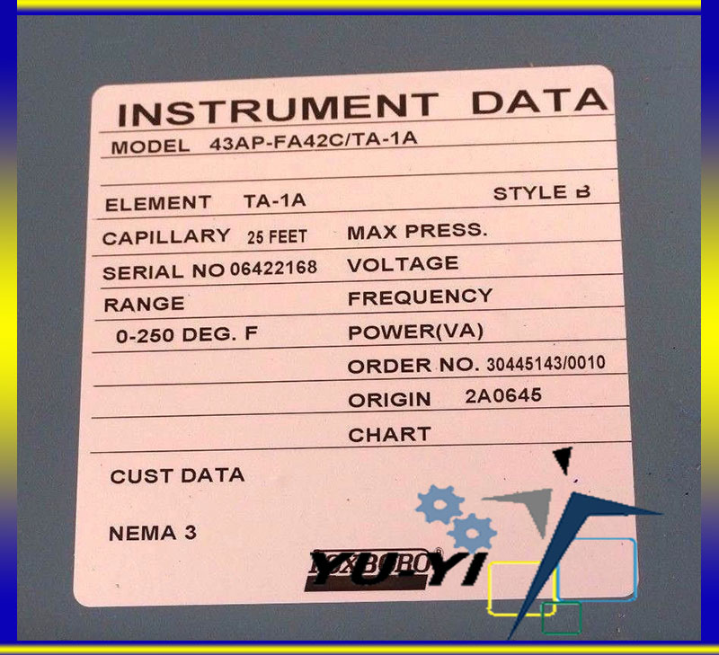FOXBORO 43AP-FA42C TA-1A PNEUMATIC CONTROLLER 0-250 DEG. F ...