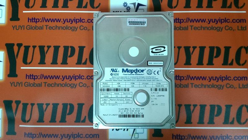 MAXTOR 32049H2 DIAMONDMAX VL40 20.4GB IDE DISK DRIVE - PLC DCS SERVO ...