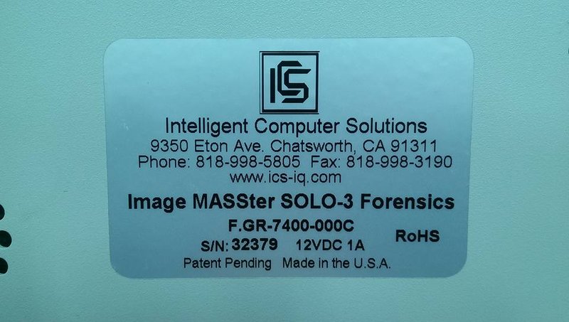 ICS IMAGE MASSTER SOLO-3 FORENSICS F.GR-7400-000C - PLC DCS SERVO ...