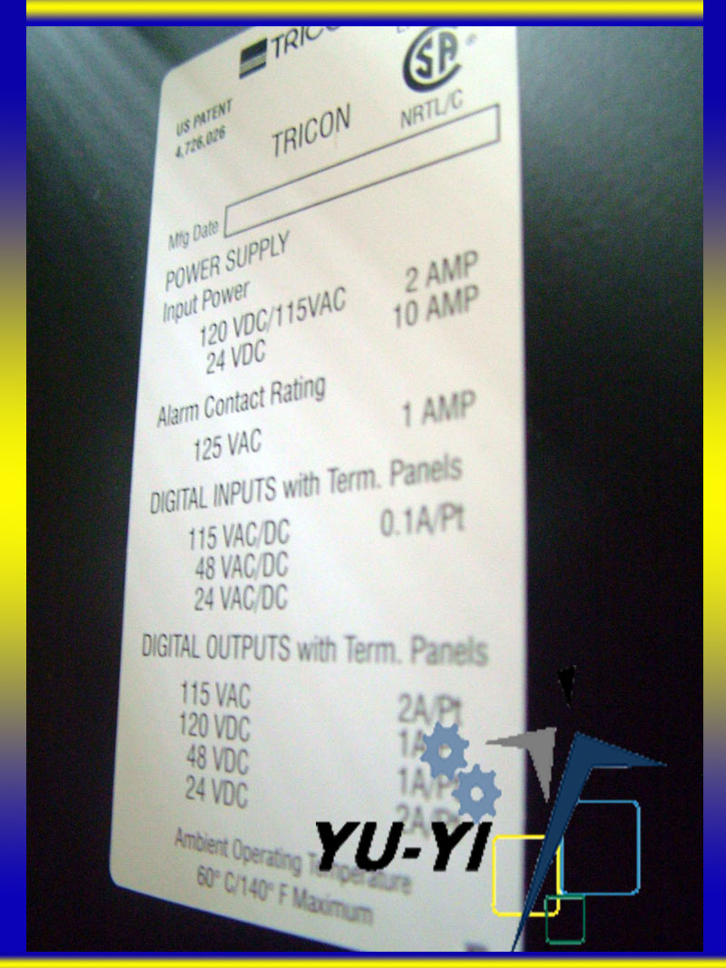 TRICONEX Expansion Chassis Model 8111 3000603-100 REV H - PLC DCS SERVO ...