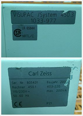 CARL ZEISS VISUPAC COMPUTER SYSTEM 450.3 1033-977 - PLC DCS SERVO ...