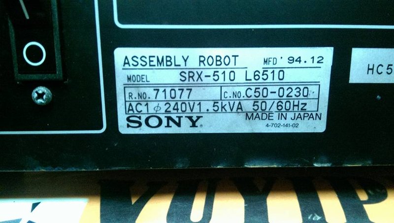SONY ROBOT CONTROLLER SRX-510 L6510 - 裕益科技自動化設備可程式編碼器PLC分散式控制系統DCS