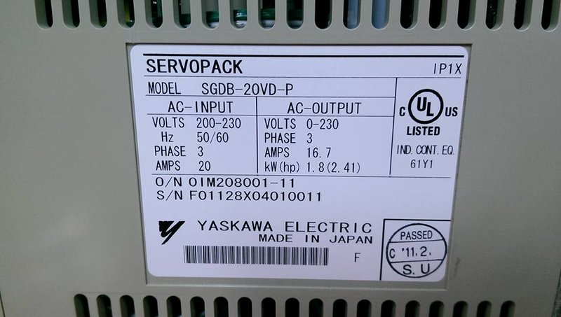 YASKAWA SERVOPACK SGDB-20VD-P - 裕益科技自動化設備可程式編碼器PLC分散式控制系統DCS