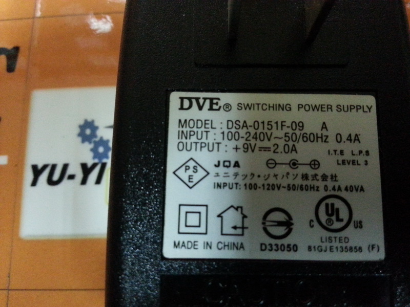 DVE SWITCHING POWER SUPPLY DSA-0151F-09 - 裕益科技自動化設備可程式編碼器PLC分散式控制系統DCS